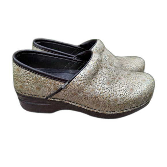 Dansko | Shoes | Dansko Xp Gold Embossed Leather Medallion Clogs Size ...